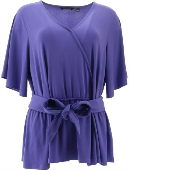 IMAN | Tops | Iman Boho Chic Faux Wrap Blouse Deep Purple X New 69340 ...